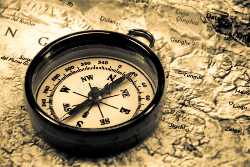 Compass and Old Map India stock photo. Image of history - 25551854