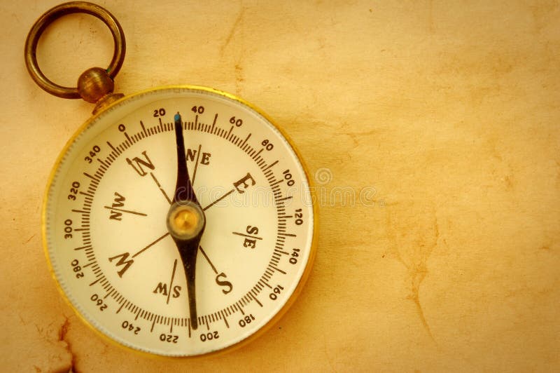 Old compass on vintage map stock photo. Image of texture - 22542798