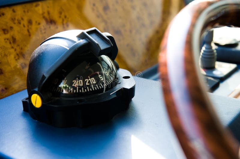 A Compass, a Front View from on a Sailing Yacht. Stock Photo - Image of ...