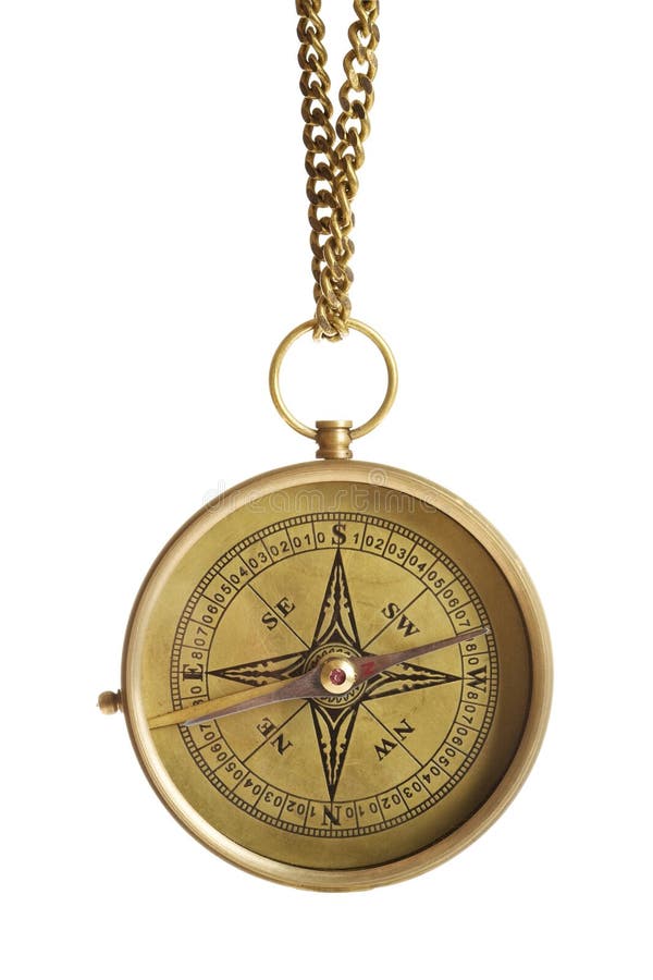 Old Brass or Antique Bronze Compass Isolated Stock Photo - Image of ...