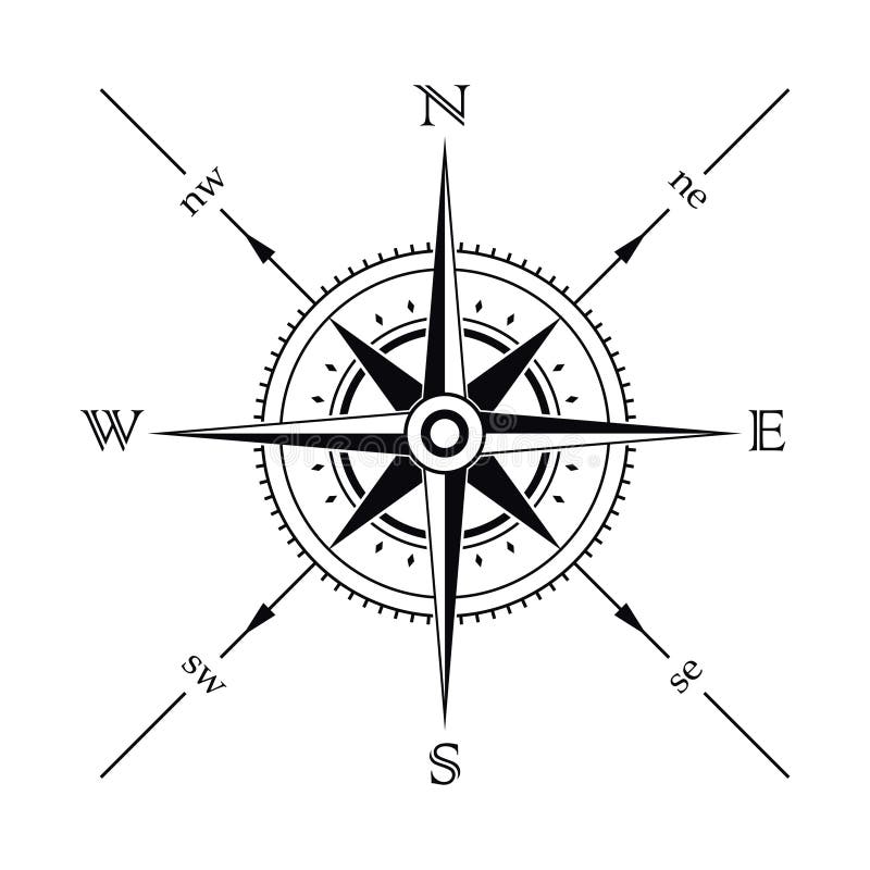 Compass stock vector. Illustration of descriptive, silhouette - 5694013
