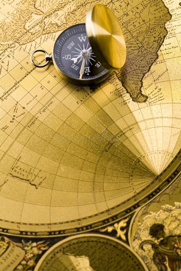 Nautical compass and wheel stock image. Image of journey - 6321071