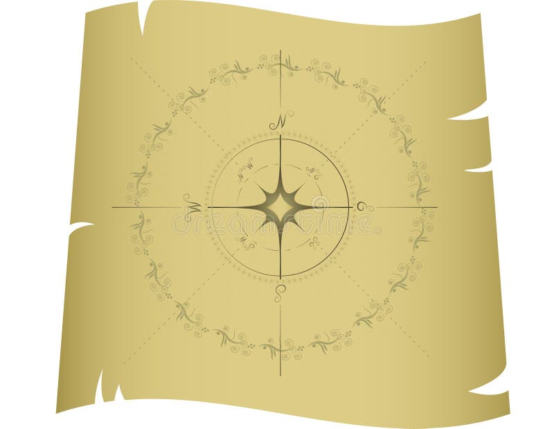 Compass North Sign Old Paper Stock Illustration - Illustration of ...