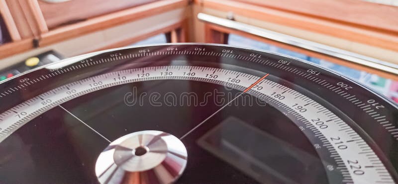 Compass Aboard Large Ship on a Blue Summer Sea Ocean Day Stock Image ...