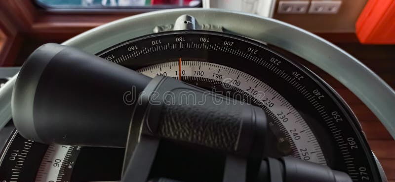 Compass Aboard Large Ship on a Blue Summer Sea Ocean Day Stock Image ...