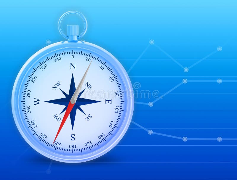 Compass on Abstract Blue Background Stock Photo - Image of compass ...