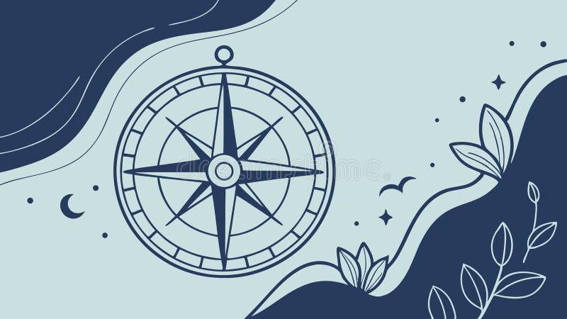 Compass with Abstract Leaves, Natural Patterns. Vector Design ...