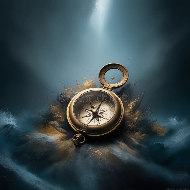 Compass with Abstract Ocean Background Stock Illustration ...