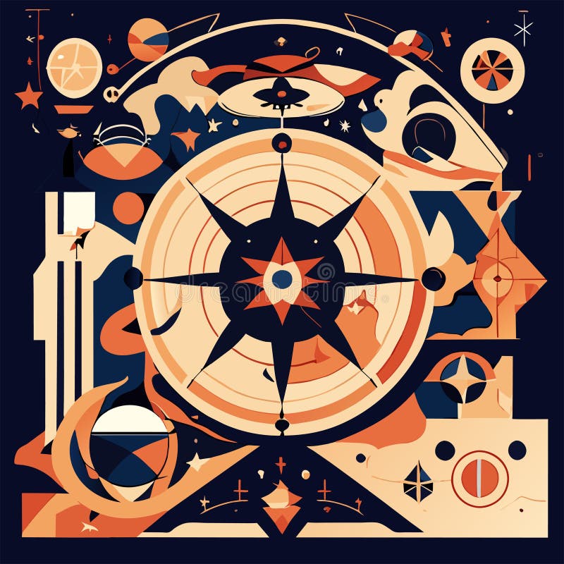 Compass in Abstract Style. Vector Illustration in a Flat Style Stock ...