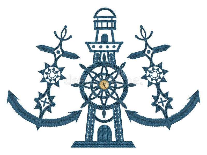 Compass Anchor and Lighthouse Stock Photo - Image of lighthouse ...