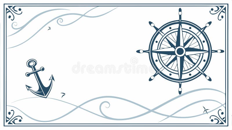 Compass and Anchor Nautical Frame Design Element for Sea and Adventure ...