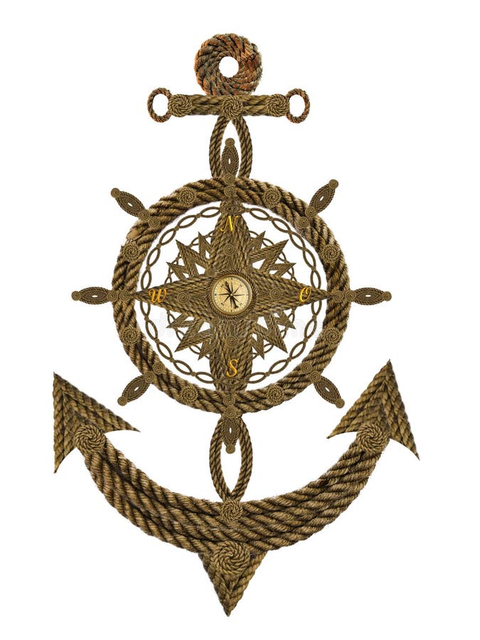 Compass Anchor Steering Wheel Stock Photo - Image of compass, rigging ...