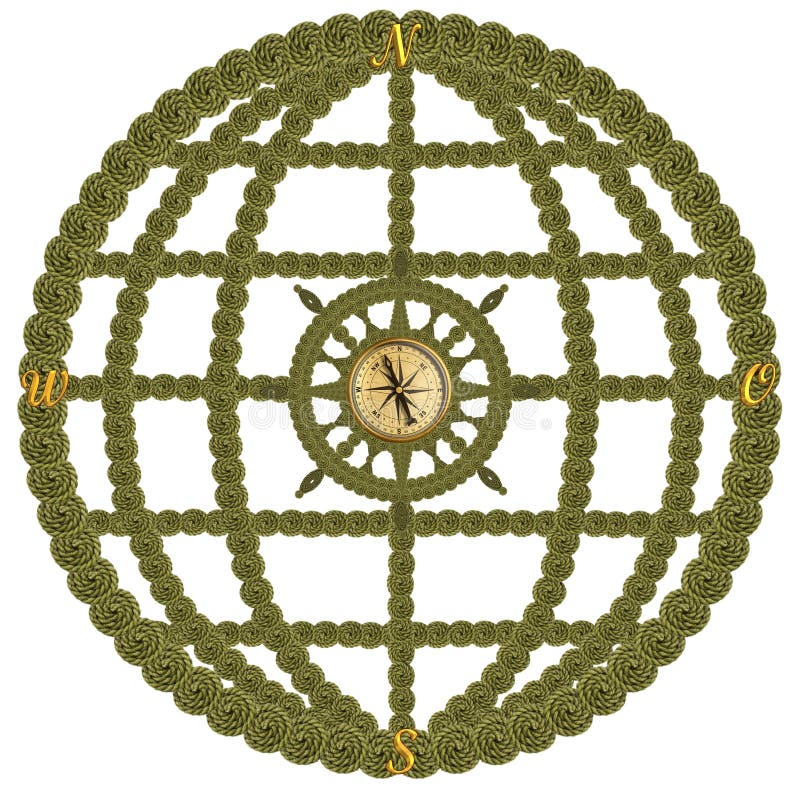 Compass Anchor Steering Wheel Globe Wind Rose Stock Illustration ...