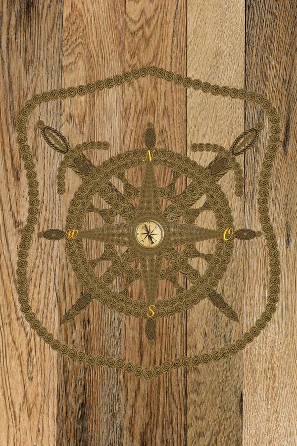 Compass Anchor Steering Wheel Globe Wind Rose Stock Illustration ...