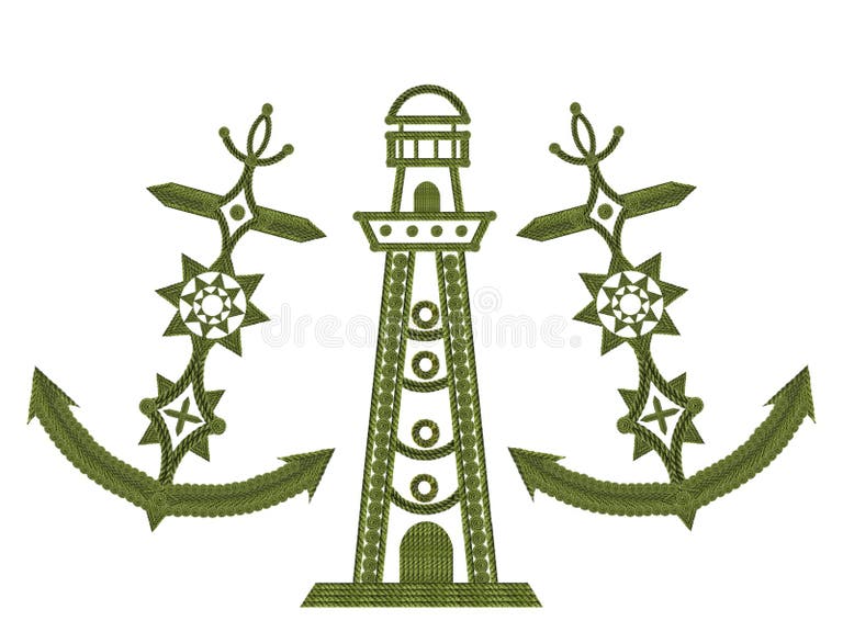 Compass Anchor and Lighthouse Stock Image - Image of wheel, ship: 108732337