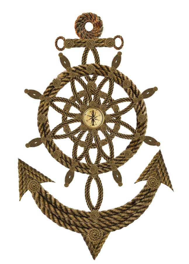 Compass Anchor Steering Wheel Stock Photo - Image of sailboat, anchor ...