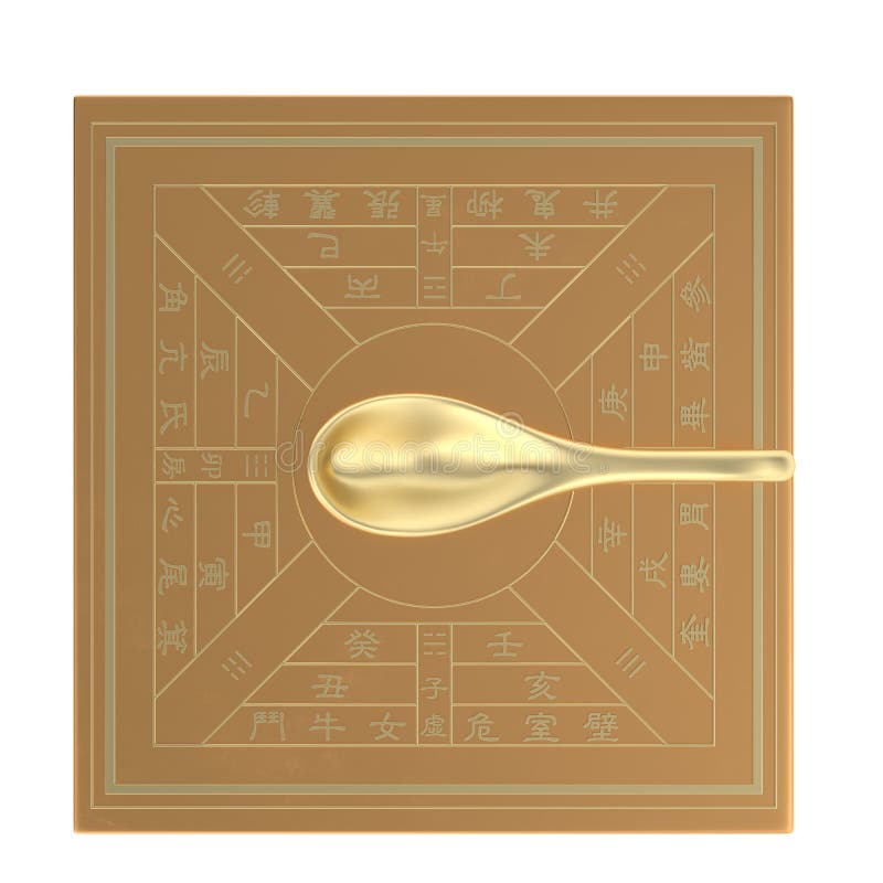 Compass of Ancient China, Gold Compass Isolated on White Background. 3D ...