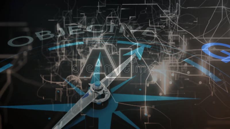 Compass with Arrow Pointing at AI, Objective Text Over Digital Network ...