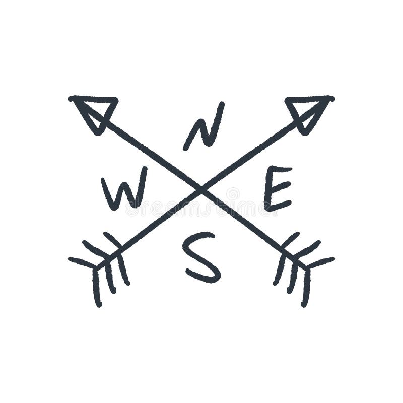 Compass Arrows Print Vector Hand Drawn Illustration Stock Illustration Illustration Of Logo