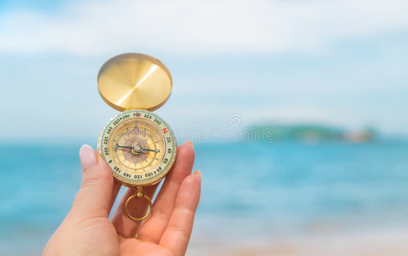 Compass On The Background Of The Sea And The Beach. Selective Focus ...