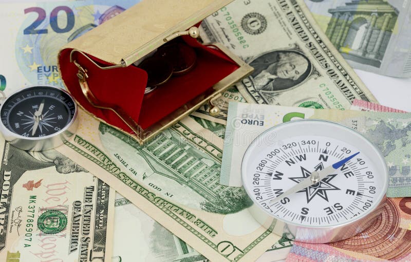 Compass on Banknote for Financial Direction,concept of Business Stock ...
