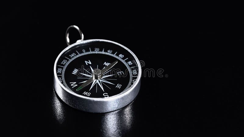 Compass on Black Background, Compass Copy Space Stock Image - Image of ...