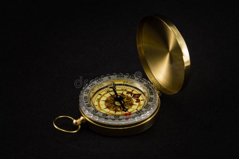 Compass on Black stock photo. Image of goal, west, magnetic - 43035872