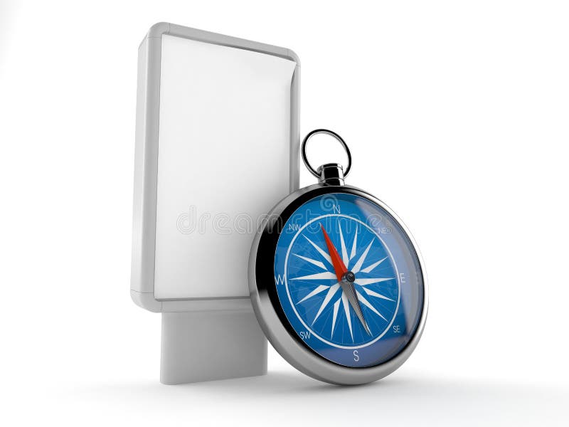 Compass with Blank Billboard Stock Illustration - Illustration of empty ...