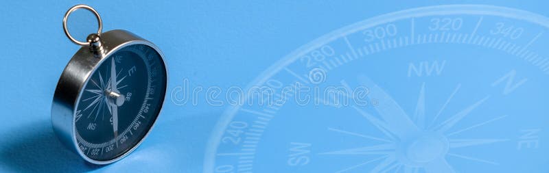 Banner of Compass on Dark Black Background with Copy Space Using As ...