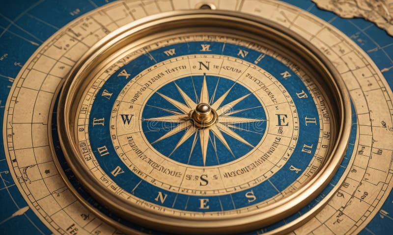 Compass on blue background stock illustration. Illustration of ...