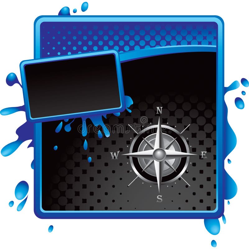 Compass on Blue and Black Grungy Halftone Template Stock Vector ...