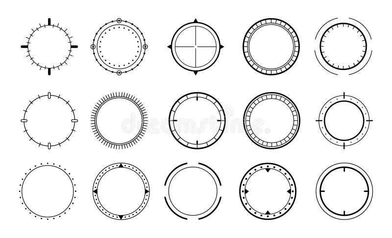 Compass Borders Set, Circular Icon with Lines Stock Vector ...