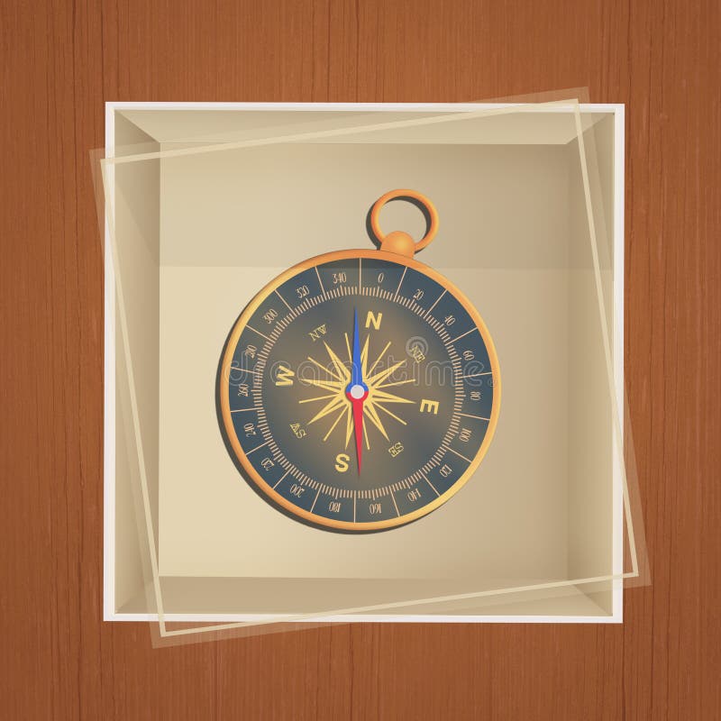Compass in the box stock illustration. Illustration of east - 107076435