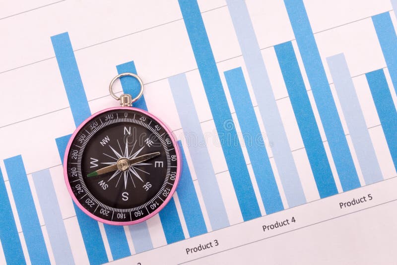 Compass and Business Graphs, Finance Concept Stock Photo - Image of ...