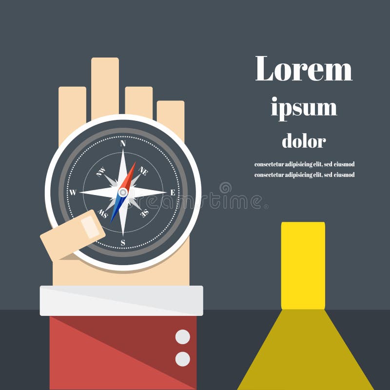 Compass on Businessman S Hand Stock Vector - Illustration of ...