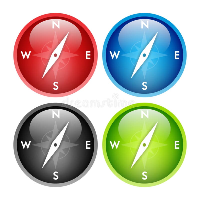 Compass button stock illustration. Illustration of glossy - 17040157