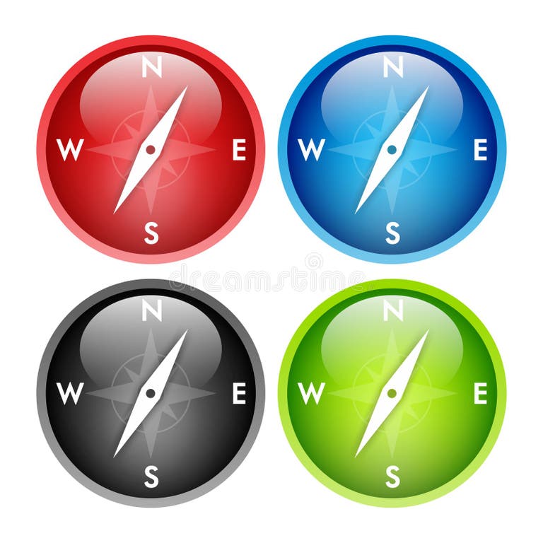 Compass button stock illustration. Illustration of glossy - 17040157