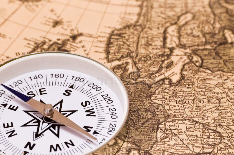 Compass and map stock photo. Image of voyage, geography - 27235978
