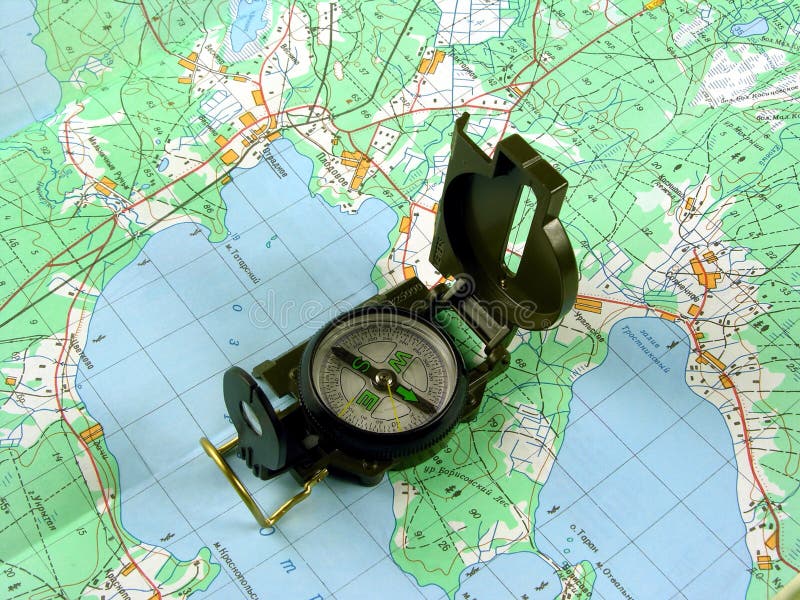 Compass and card stock image. Image of south, north, card - 7349653