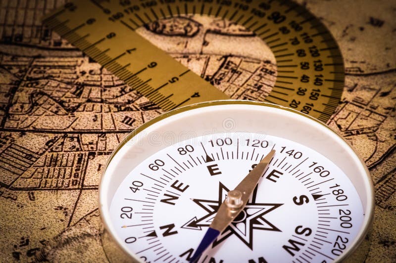 Compass on a card stock image. Image of east, adventure - 39483927