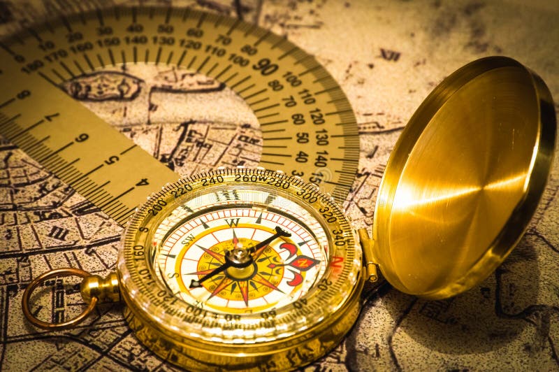 Compass on a card stock image. Image of compass, topography - 39483935