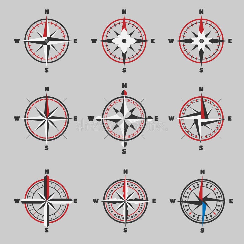Compass. Cardinal Directions in Various Models Stock Vector ...
