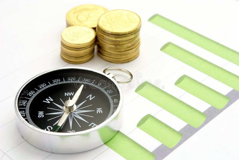 Compass and a Chart on the Table Stock Image - Image of print, south ...