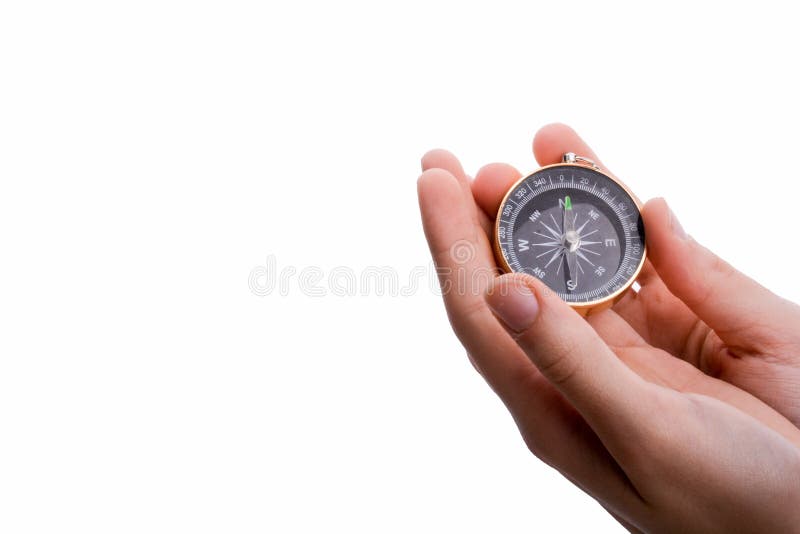Compass in Hand As a Concept of Traveling and Finding Your Life Stock ...