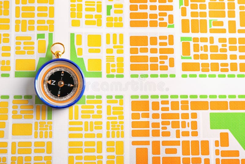 Compass On City Map Picture. Image: 7840499