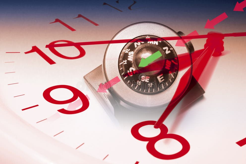 Compass and Clock stock image. Image of still, punctuality - 9444203