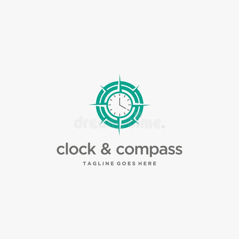 Compass Logo with Clock Design Graphic Stock Vector - Illustration of ...