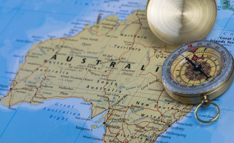 Close Up Of Melbourne On Map, Australia Stock Photo - Image of concepts ...