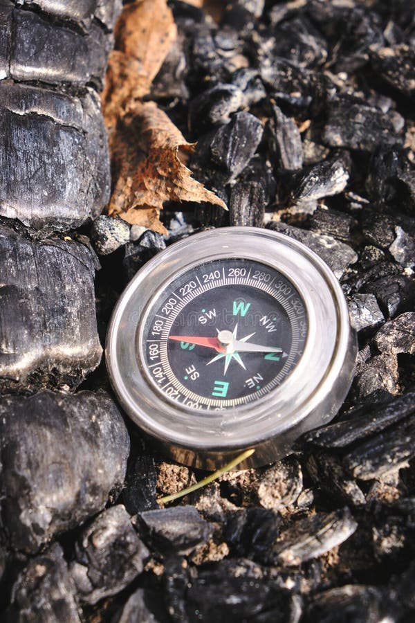 Compass on Coals of an Extinguished Fire,picnic, Recreation and ...
