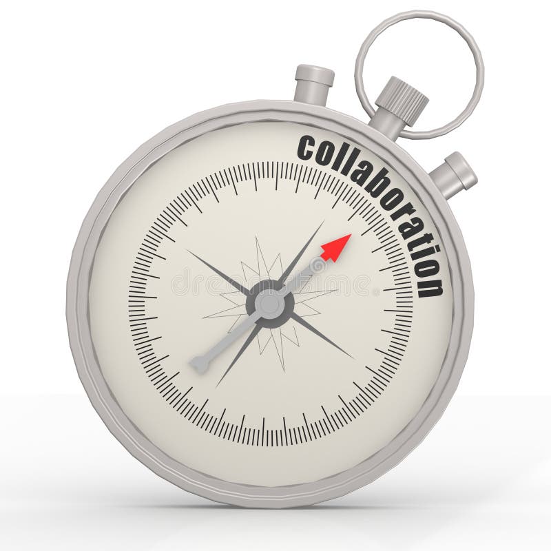 Compass with Collaboration Word on White Background Stock Illustration ...